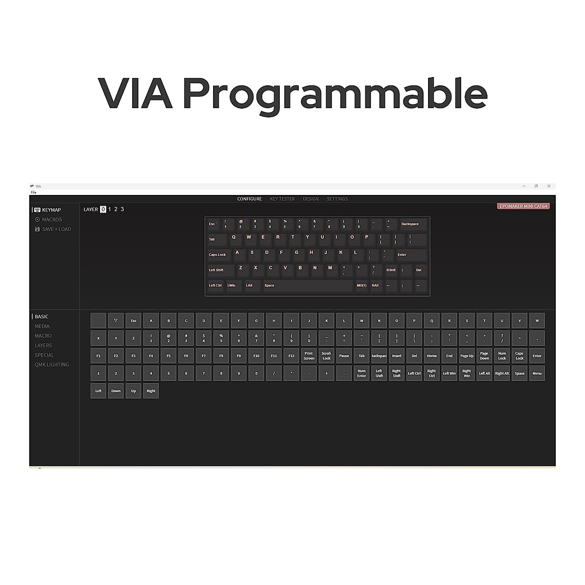 EPOMAKER Mini Cat 64 60% Hot Swappable Acrylic RGB Wired Mechanical Gaming Keyboard, VIA Programmable with Dye Sublimation PBT Keycaps for Mac/Win/Gamers(MIA Keycaps, Epomaker Flamingo Switch)
