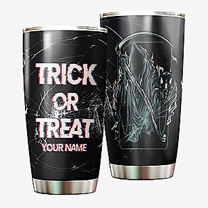 GBEELANA Personalized Name Halloween Tumbler Cup with Lid, Halloween Home Decor Kitchen Double Wall Vacuum Insulated, Stainless Steel Coffee Tumbler Cup