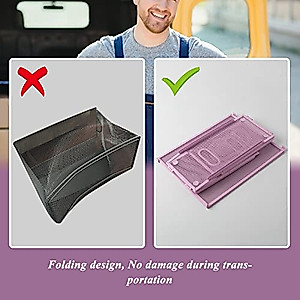 Oterri Hanging File Organizer, Portable Desktop File Organizer Mesh Detachable Foldable File Folder Organizer 12.2*5.5*9.44 inch for Letter Size Folders, File Holders for Office/Home(Pink, 2 Pack)