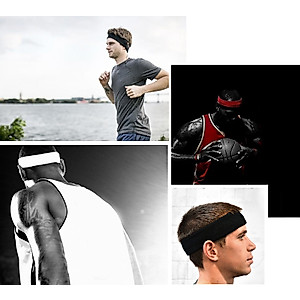 Mallofusa ? 10 PCS Cotton Sports Basketball Headband/Sweatband Head Sweat Band/Brace Gift Party Outdoor Activities (Black)