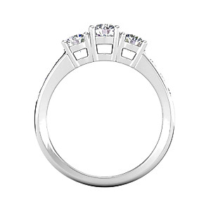 1.50ctw Diamond Three Stone Ring With Side Stones in 14k White Gold (1.50ctw, H-I, I2-I3)