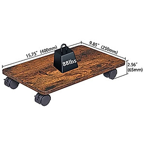 HOMCENES CPU Stand, Mobile PC Stand, Computer Tower Stand with 4 Caster Wheels Fits for Most Computer Tower, Gaming PC, Printer, Adjustable CPU Holder Under Desk (Rustic Brown)