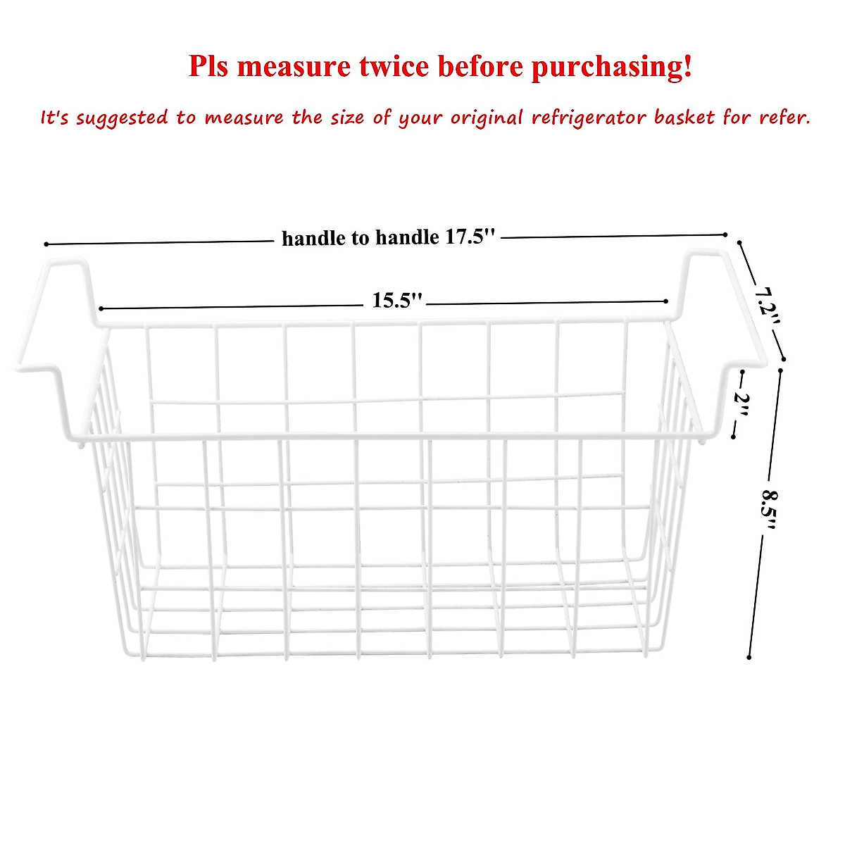Orgneas 17.5 Inch Freezer Organizer Bins for Chest Freezer Refrigerator Basket Storage Rack Bins Deep Freezer Metal Wire Baskets 2Packs