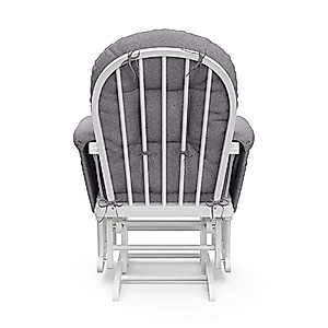 Pemberly Row Custom White Slate Hoop Glider and Ottoman Set in Gray Swirl - Smooth Gliding Chair for Nursery, Padded Arm Cushions with Storage Pocket