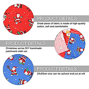 Healifty Christmas Fabric 13Pcs Christmas Cotton Fabric Bundles Patchwork Precut Fabric Scraps Quilting Fabric Sheets for DIY Christmas Stocking Tree Wreath Doll Quilted Fabric Drapery
