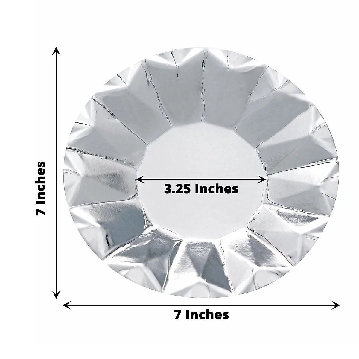 Balsa Circle 25 Silver Geometric Round 7 in Metallic Disposable Dinner Salad Paper Plates Party Events Home Tableware Decorations Supplies
