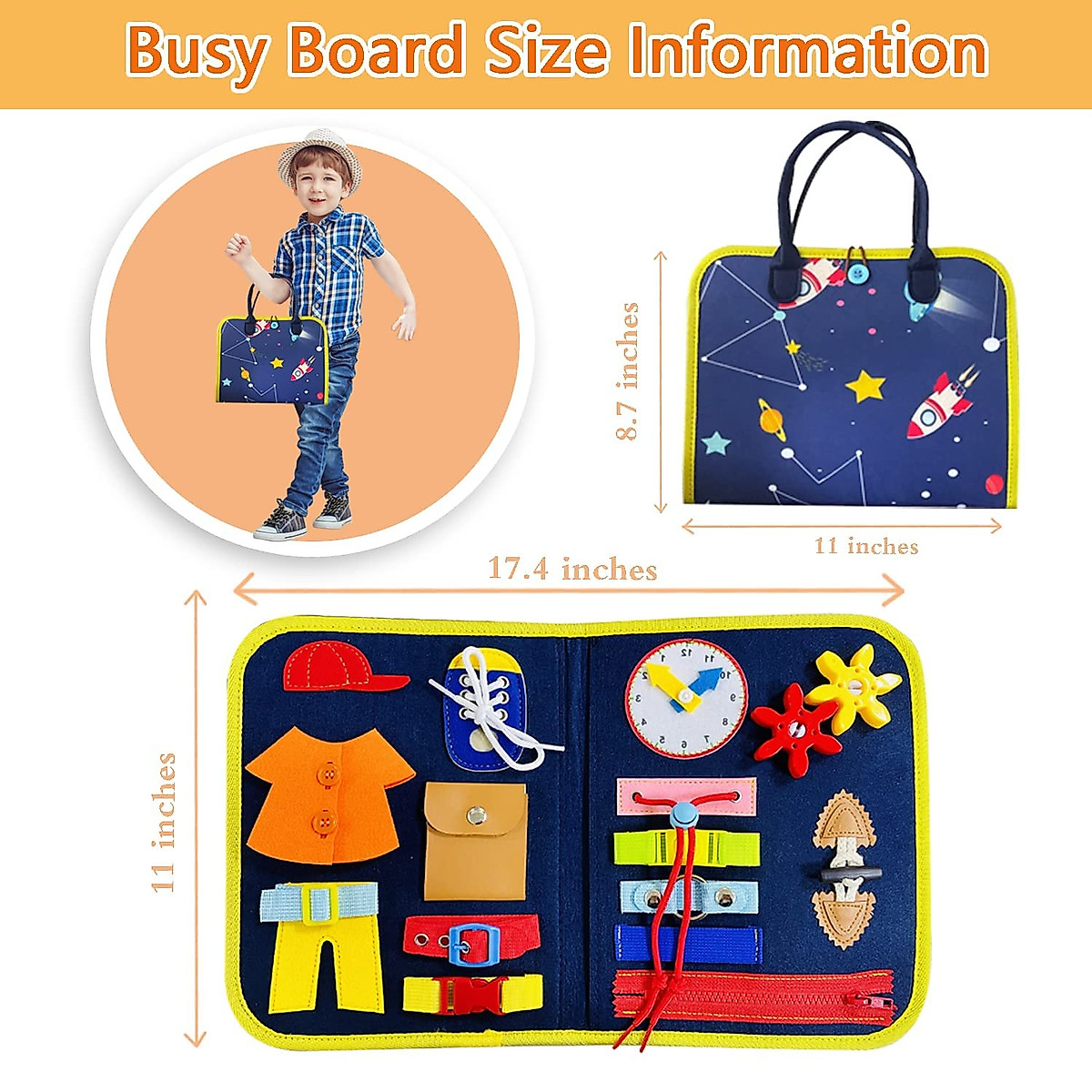 gotbble Montessori Busy Board Toddler Toys, Learning Toys for Toddlers 1-3 Years Old, Preschool Toys Toddler Travel Toys