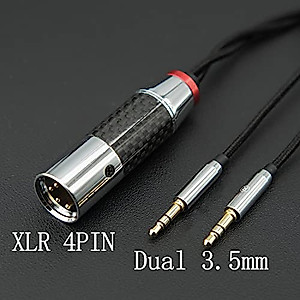 FAAEAL HE4XX Audio Replacement Cable,Compatible with Hifiman SUNDARA Ananda HE-350 HE1000 HE-400i(New Edition) HE560, 2.5mm 3.5mm 4.4mm 6.35mm 4PIN-XLR to Dual 3.5mm(4PIN-XLR)