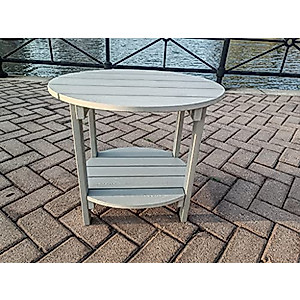 Byzane Double Adirondack Side Table, Patio Outdoor End Table Weather Resistant,Round Table for Patio, Garden, Lawn, Indoor Outdoor Companion, Grey