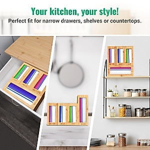 All Luxy Ziplock Bag Organizer - Bamboo Ziplock Bag Storage Organizer - Tidy Up Your Kitchen Drawers With The Sandwich Bag Holder