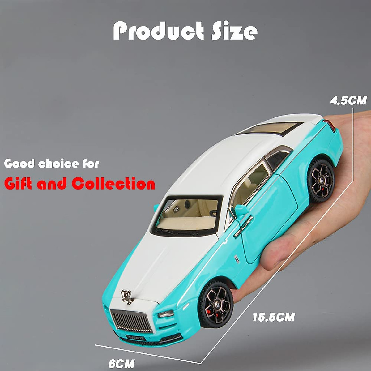 Alloy Collectible Blue Rolls Royce Wraith Toy Pull Back Vehicles Diecast Model Car with Light and Sound