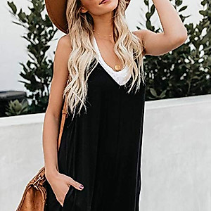 Mitiy Womens Casual Loose Sleeveless Spaghetti Strap Wide Leg Pants Jumpsuit Rompers