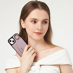 Keallce Case for iPhone 13 6.1'' Wallet Case, Flip Leather Case with 4 Card Holder, [Stand Ring Holder Kickstand] Protective Folio Phone Cover for Women Ladies Compatible with iPhone 13 2021 5G, Pink