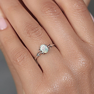 Gem Stone King 925 Silver and 10K Rose Gold Oval Gemstone Birthstone Engagement Ring | Oval 7X5MM | Wedding Engagement Anniversary Solitaire Promise Ring For Women