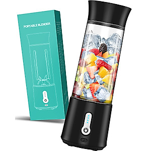 Portable Blender Shakes and Smoothies,17 Oz Personal Size Blenders Ultra Sharp 6 Blades Portable Blender,USB Rechargeable Personal Blender with BPA Free,Mini Blender Sports/Travel/Home/Gym, Black