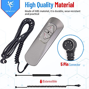 UpFairy Two Button Remote Control Replacement Handset 5 Pin Connector for Lift Chair Silver 1.8x6.1x0.8in