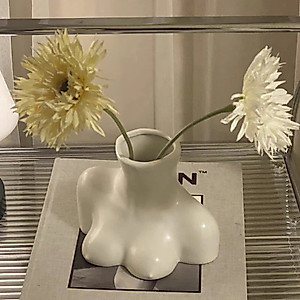 Lemonadeus Feminine Body Vases, Feminine Curve Vase Ceramic Charming Breast Vases for Modern Bohemian Home Decoration Bust Pot Body Vase Female Form Flower Vases (white)