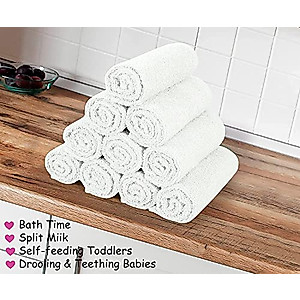 S.G Cotton Washcloths 12” x 12” (12 Pack) Premium Fingertip Towels Highly Absorbent Facial Towels for Bathroom 100% Ring Spun Cotton Wash Cloth Set Multiuse (White 12PK (12"x12")