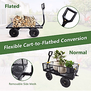 Olympia Tools Steel Garden Cart 1,000lbs 6-cu ft Utility Cart, Heavy Duty Wagon, with Removable Mesh Sides to Convert into Flatbed, Lawn and Utility Wagons Cart