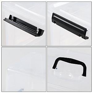 Buyitt 4 Pack 10 L Latching Storage Bin with Handle, Clear Latch Box