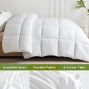 L LOVSOUL Down Alternative Comforter (White,King)-Ultra Soft Brushed Microfiber-Comforter Plush Mircofiber Comforter Duvet Insert (106x90Inches)