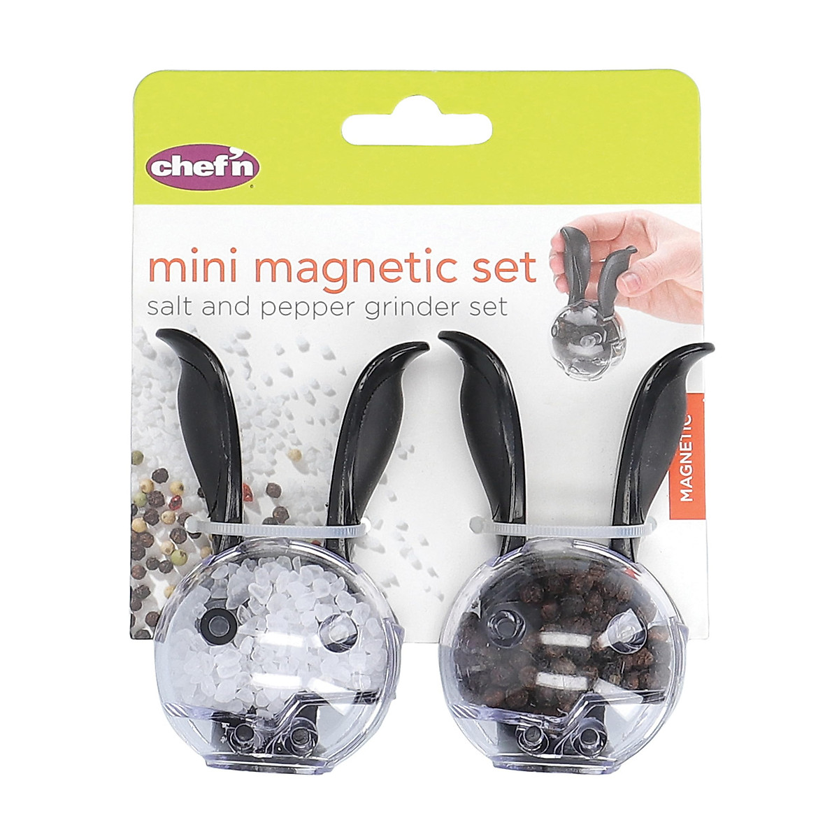 Chef'n Mini Magnetic PepperBall and SaltBall Set (Black),101-033-001