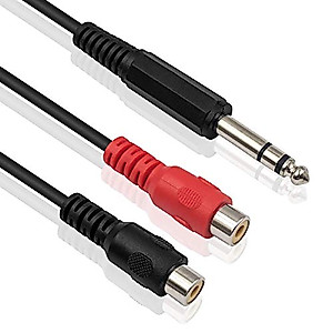 Poyiccot RCA to 1/4 Adapter, RCA Female to 1/4 '' Splitter Cable, 6.35mm 1/4 inch TRS Stereo Jack Male to 2 RCA Female Plug Y Splitter Adapter Cable, 6.35mm to RCA Cable 20cm/8inch (6.35M-2RCAFM