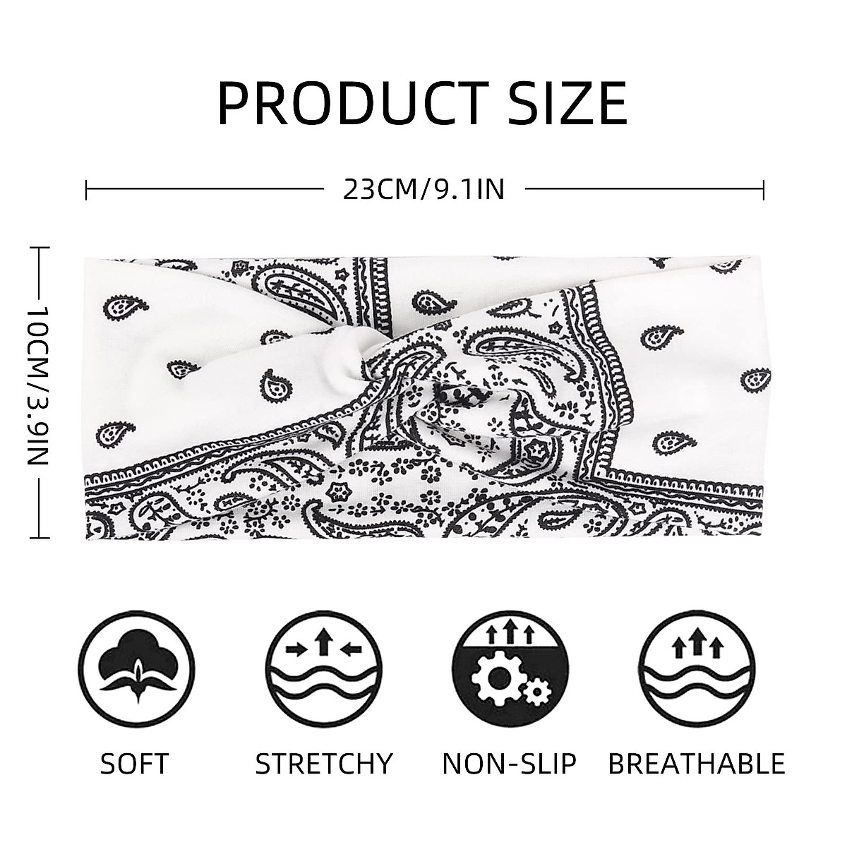 AKTVSHOW Headbands for Women Knotted Headband Elastic Head Bands Women's Hair Band Non-Slip Turban Printed Stylish Sport Sweat Hair Wrap for Girls Cute Hair Accessories 4PCS