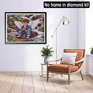 LOMSIOY DIY 5D Diamond Art Kits for Adults, Angels Diamond Painting Kits for Beginner, God Diamond Art with Round Full Drill Rhinestone Crafts Gem Arts for Home Wall Decor 12 * 16 inch