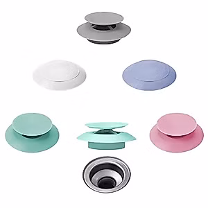 JdikGdik 5 Packs Sink Stopper Silicone Bathtub Stopper,Kitchen Sink Drain Strainer,Bathroom Drain Plug Drain Stopper,Shower Drain Sink Cover with Hair Strainer, Laundry Sink Drain Stopper (5 Colors)