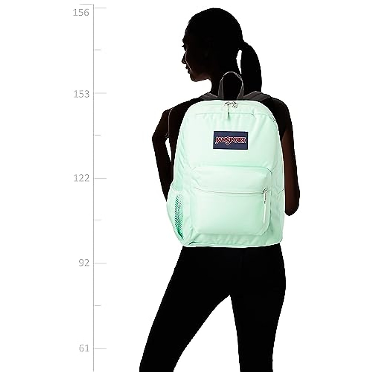 JanSport Cross Town Backpack - Class, Travel, or Work Bookbag with Water Bottle Pocket, Mint Chip