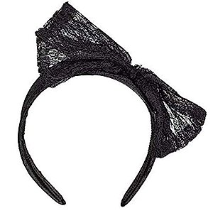 Black Lace Headband with Bow (1 Pc), Accessory for Cosplay, Themed Parties & More