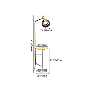 LOVEDIMA Tray Table Floor Lamp,67" Modern 1-Light Standing Reading Lamp with Cognac Dome Glass Shade (Gold)