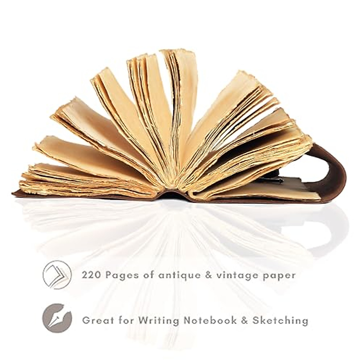 cuero Compass Vintage Leather Journal Antique Handmade Bound Journal with Deckle Edge Paper Diary Leather Sketchbook Drawing Journal Notebook Great Gift Men & Women (6X8 Inch)