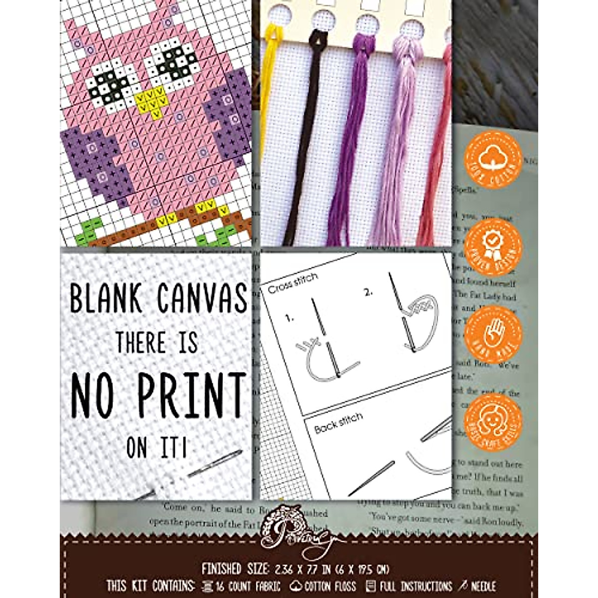 Povitrulya Counted Cross Stitch Kit - DIY Kits for Adults or Kids - Funny Embroidery Bookmark - Easy to Use - Craft Collection - Owls