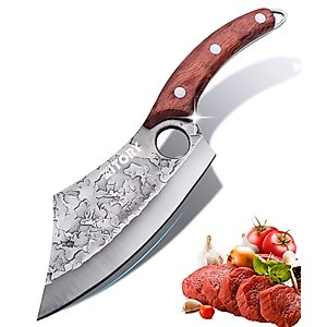 Kitory Boning Meat Cleaver 7", Japan Kitchen Chef Butcher Knife, Hand Forged High Carbon Steel Blade, Full Tang, Pearwood Handle, 2024 Gifts For Women and Men