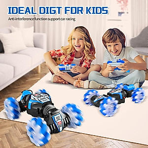 ROHSCE Gesture Sensing RC Stunt Car, Twist Car 4WD 2.4GHz 1:24 Hand Controlled Drift RC Car Off Road for Boys Girls 8-12 Gifts Small Race Car Double Sided Cool Toy Car with Light Music
