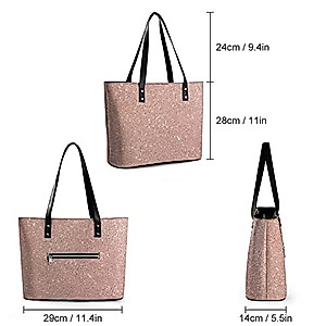 Womens Handbag Rose Gold Glitter Leather Tote Bag Top Handle Satchel Bags For Lady