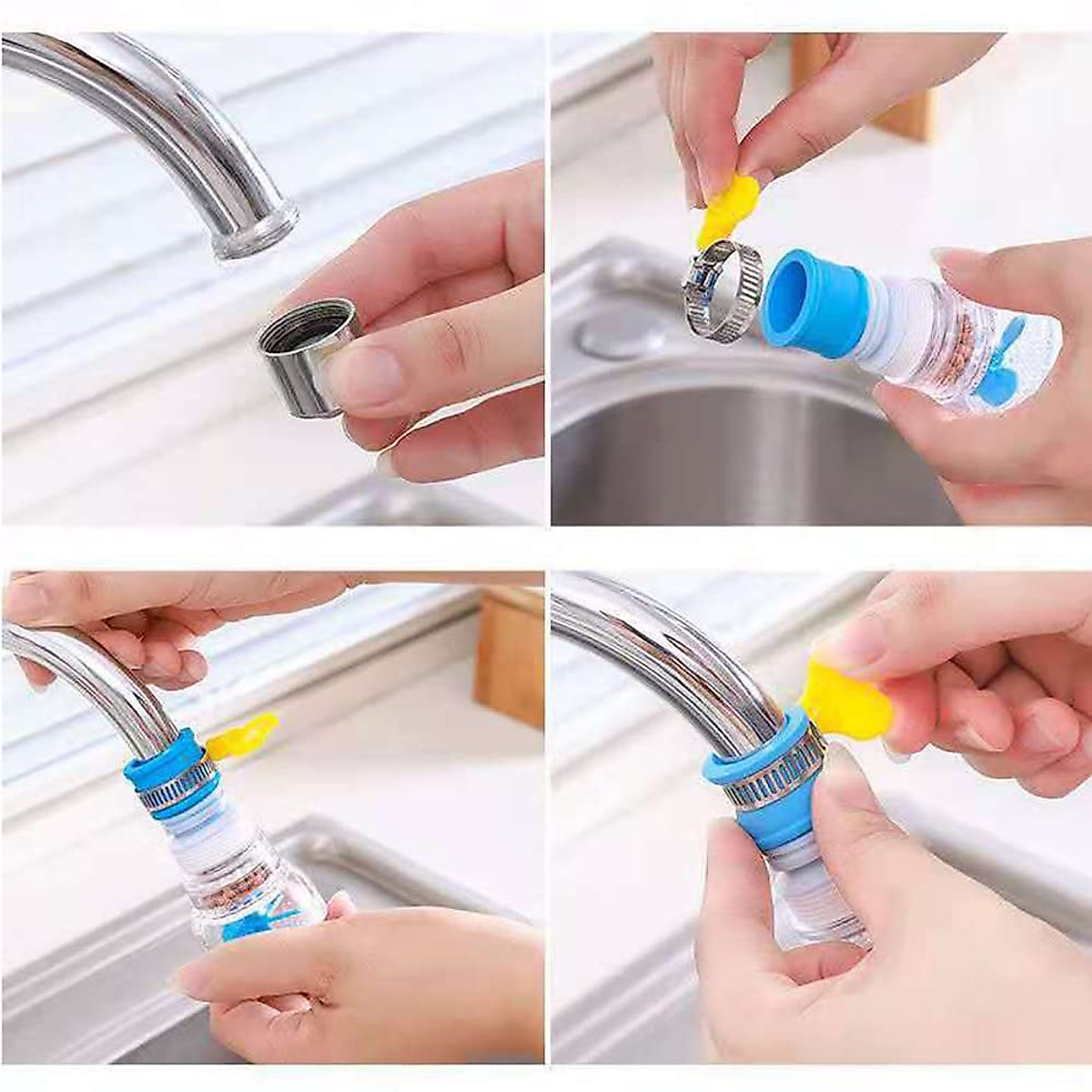 4every 360°Rotating Faucet Nozzle Water Filter 3PCS Filter Sprayer Faucet Water Saving Device Pressurized Shower Faucet Accessories Household Kitchen Faucet Filter Silicone Mouth Long Service Life