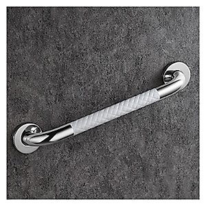 Safety Handrail Bathroom Rug with Non-slip Grips, Towel Holder, Stainless Steel Bath Grab, Assist Safety Support Handle, for Toilet Kitchen Stairs (Color: White, Size: 23 inches)