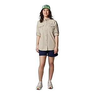 Columbia Women's PFG Bahama II Long Sleeve Shirt, Breathable, UV Protection Fossil, 2X