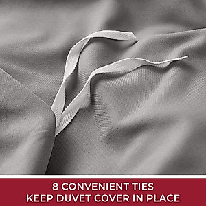 Mellanni Duvet Cover Set - Stylish & Modern - Soft & Cooling Microfiber - Fade, Stain, Shrink, and Wrinkle Resistant - Pinsonic Stripe (Queen, Light Gray)