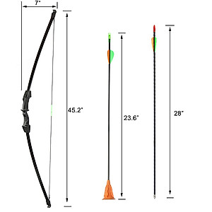 Huntingdoor Archery Bow Set Archery Bow and Arrows for Teenagers 45inch 15Lbs Takedown Recurve Bow with 3 Fiberglass Targeting Arrows and 3 Suction Cup Arrows Teens LH RH