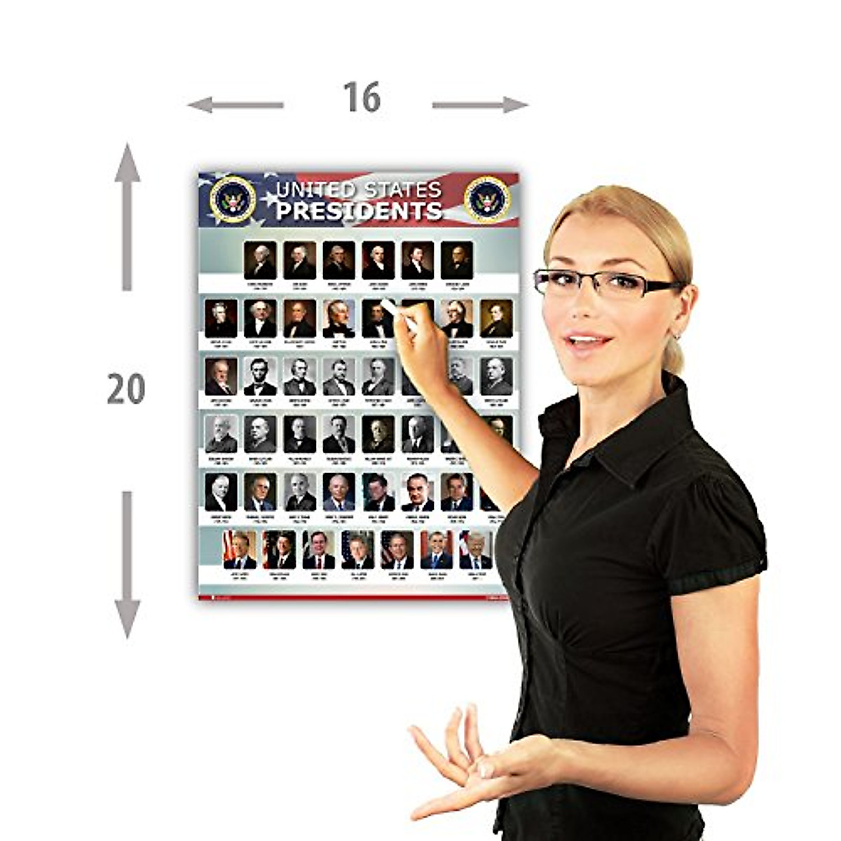 USA Presidents of the united states Of America poster New Joe Biden chart LAMINATED Classroom portrait school wall decoration learning history flag metal15x20