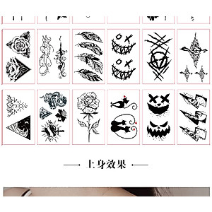 30 Different Patterns Dark Tattoo Stickers Waterproof Lasting Simulation Tattoo Unisex Temporary Stickers (F)
