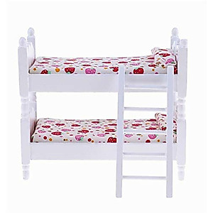 EatingBiting 1:12 Handmade Mini Miniature Double Bedroom Furniture Bunk Bed Ladder Bunk Beds Room Furniture Accessories