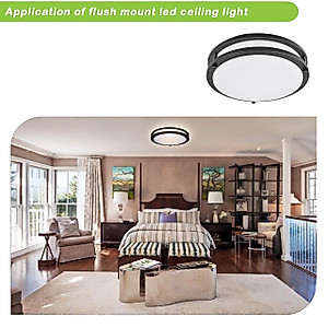 hykolity 13 inch Flush Mount LED Ceiling Light Fixture, 2700K/3000K/3500K/4000K/5000K Adjustable Ceiling Lights, Oil Rubbed Bronze Saturn Dimmable Lighting for Bathroom Kitchen, ETL Listed - 2 Pack