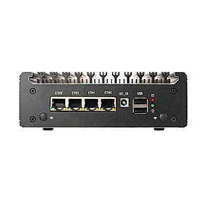 HUNSN Micro Firewall Appliance, Mini PC, OPNsense, VPN, Router PC, Intel Pentium Silver N6000, RS41, AES-NI, 4 x 2.5GbE I226-V, Console, Type-C, HDMI, DP, 16G RAM, 64G SSD