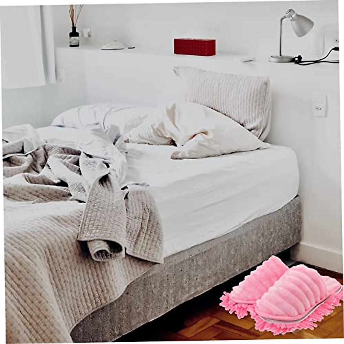 IWOWHERO 1 Pair Womens Duster Fuzzy Slippers for Women Household Vacuum Cleaners Detachable Mopping Shoes Floor Cleaning Slippers Mop Slipper Shoes Sandals Small Mop Sweeper Miss The Lazy