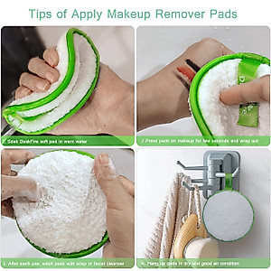 DaskFire Reusable Makeup Remover Pads, Facial Make Up Removal Wipes, Washable Face Cleaning Cloths, Hypoallergenic for Mascara, Eye Shadow, Lipstick, Foundation -3 pcs, 4.5" Dia